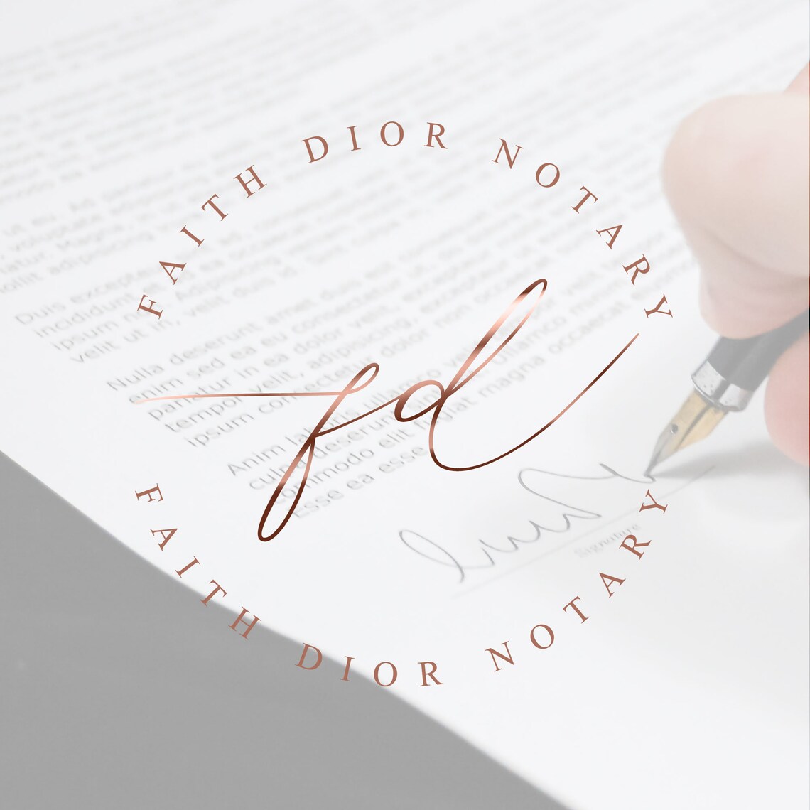 Vorgefertigtes Notar Feder Logo Design Roségold Notar Logo | Etsy