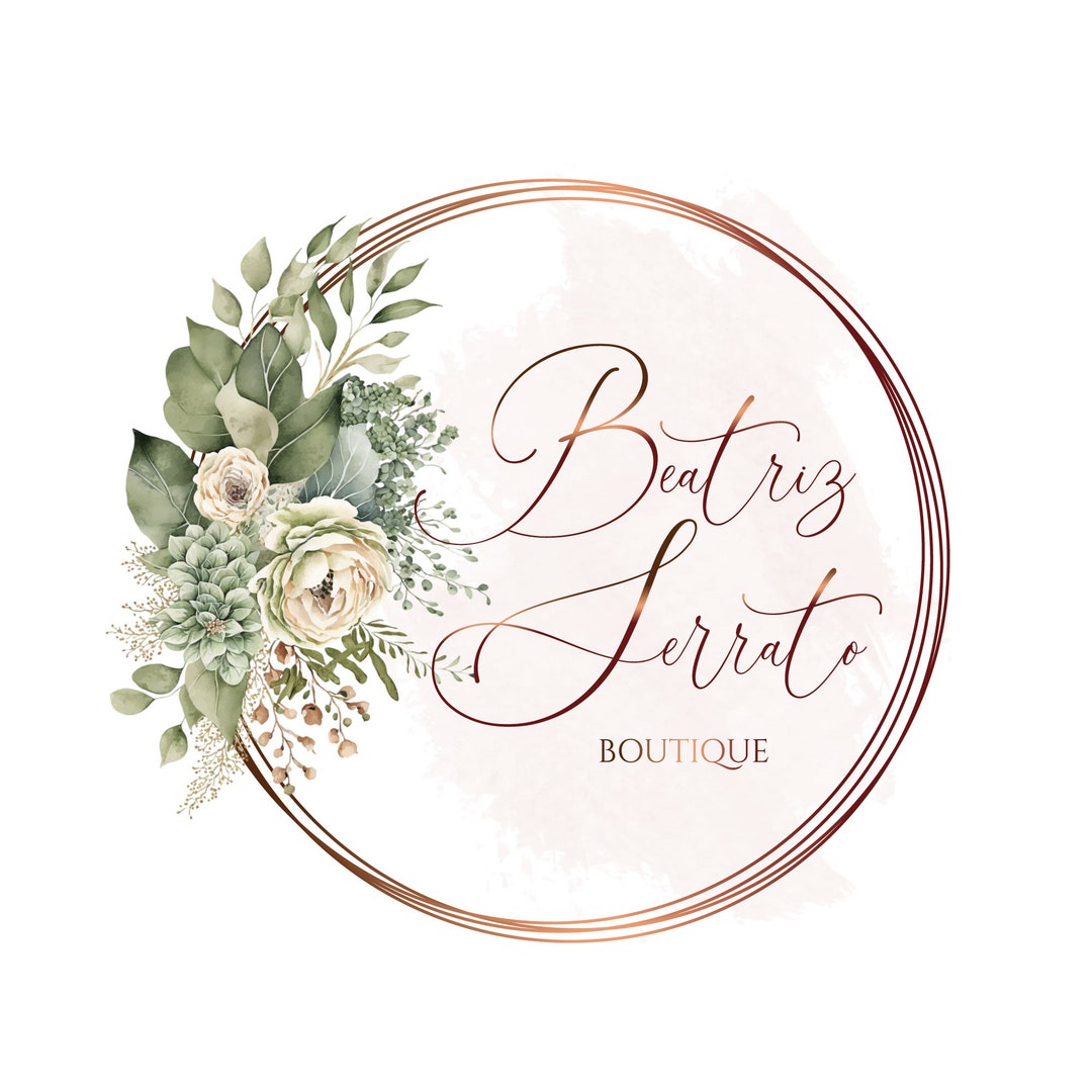Rose Gold and Green Floral Logo Design, Green Flowers Logo, Green ...