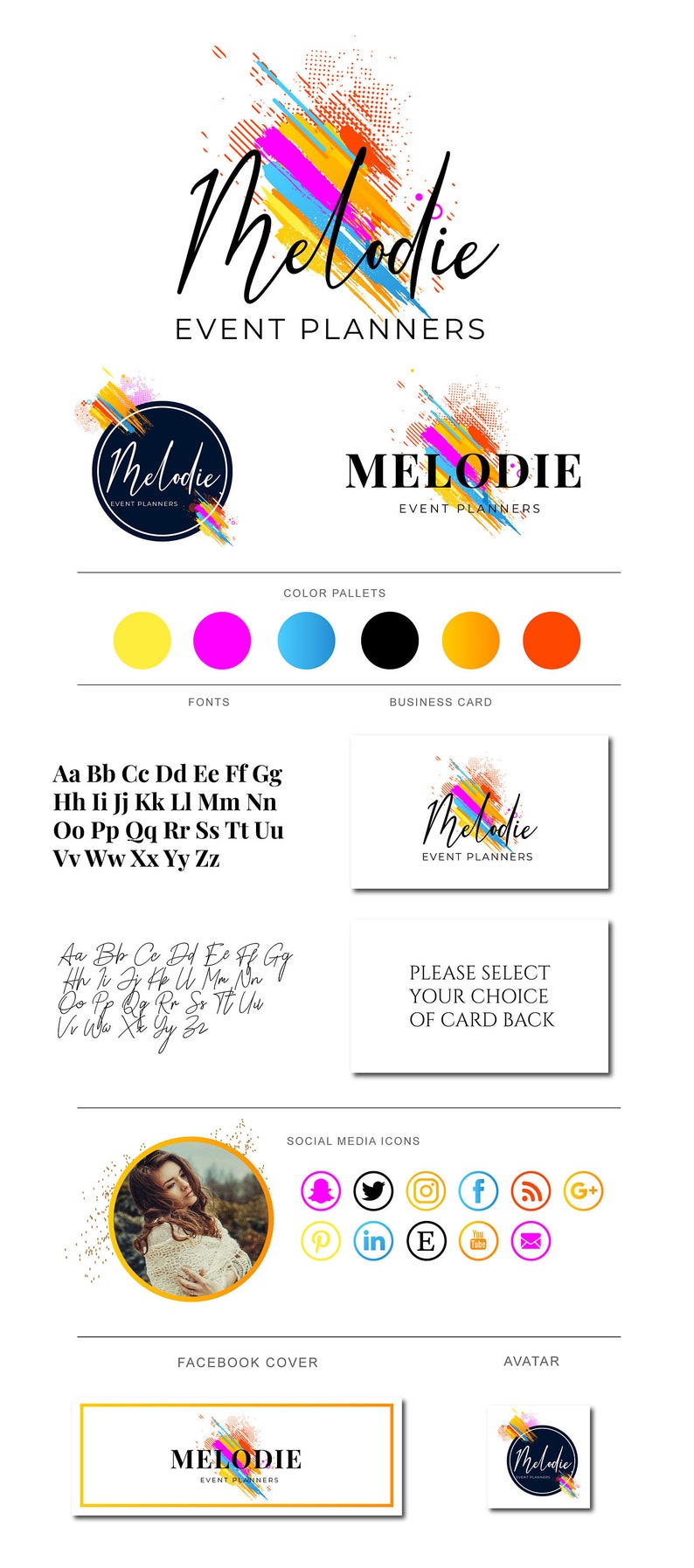 Premade Colorful Event Planner Logo Design and Branding Music - Etsy