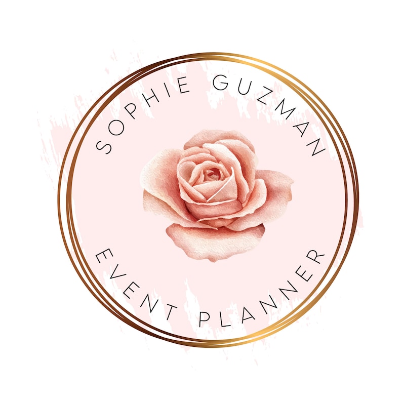 Digital Rose Flower With Rose Gold Metallic Text Logo Design, Floral ...