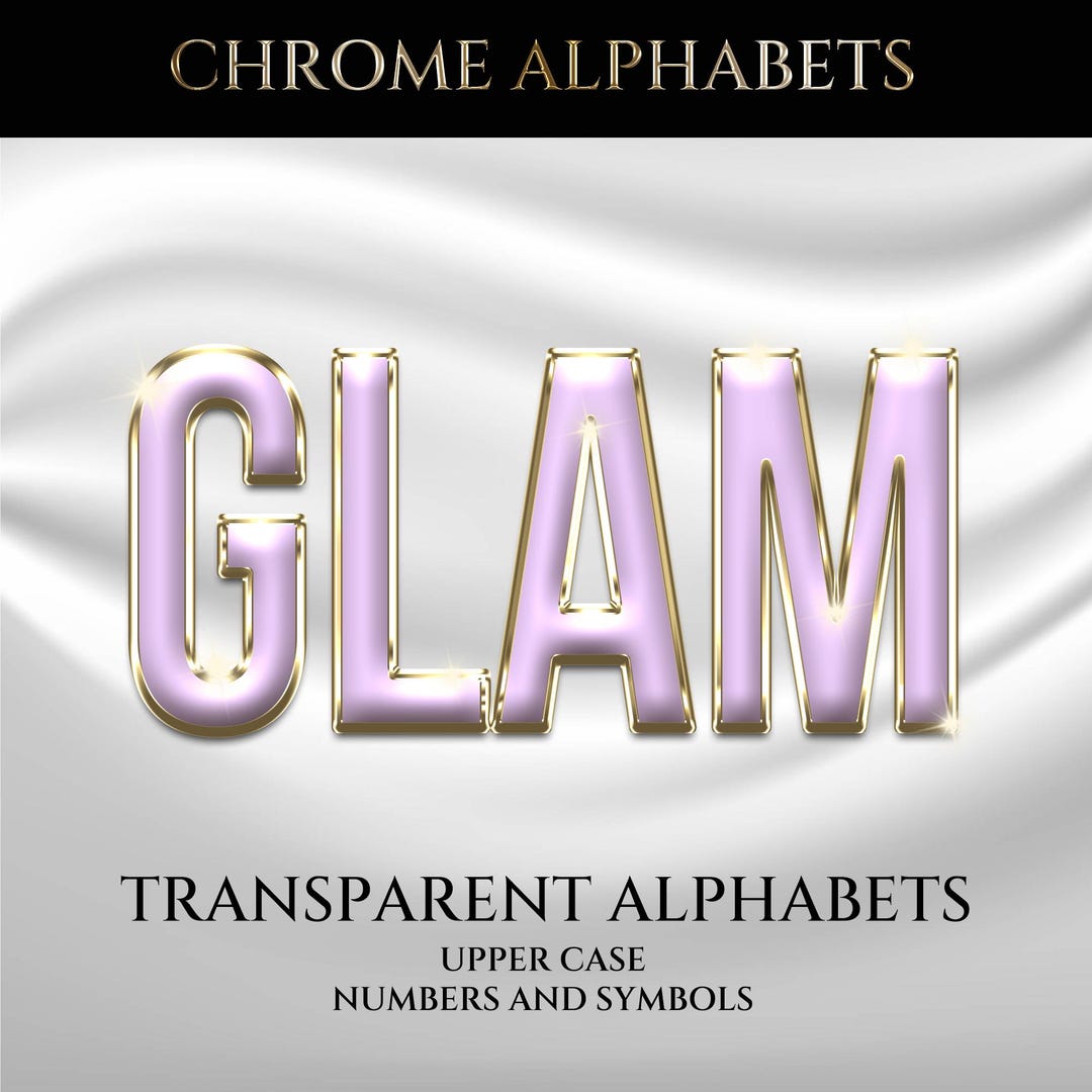 Lilac and Gold Transparent Alphabets, Digital Download, Shiny Letters ...