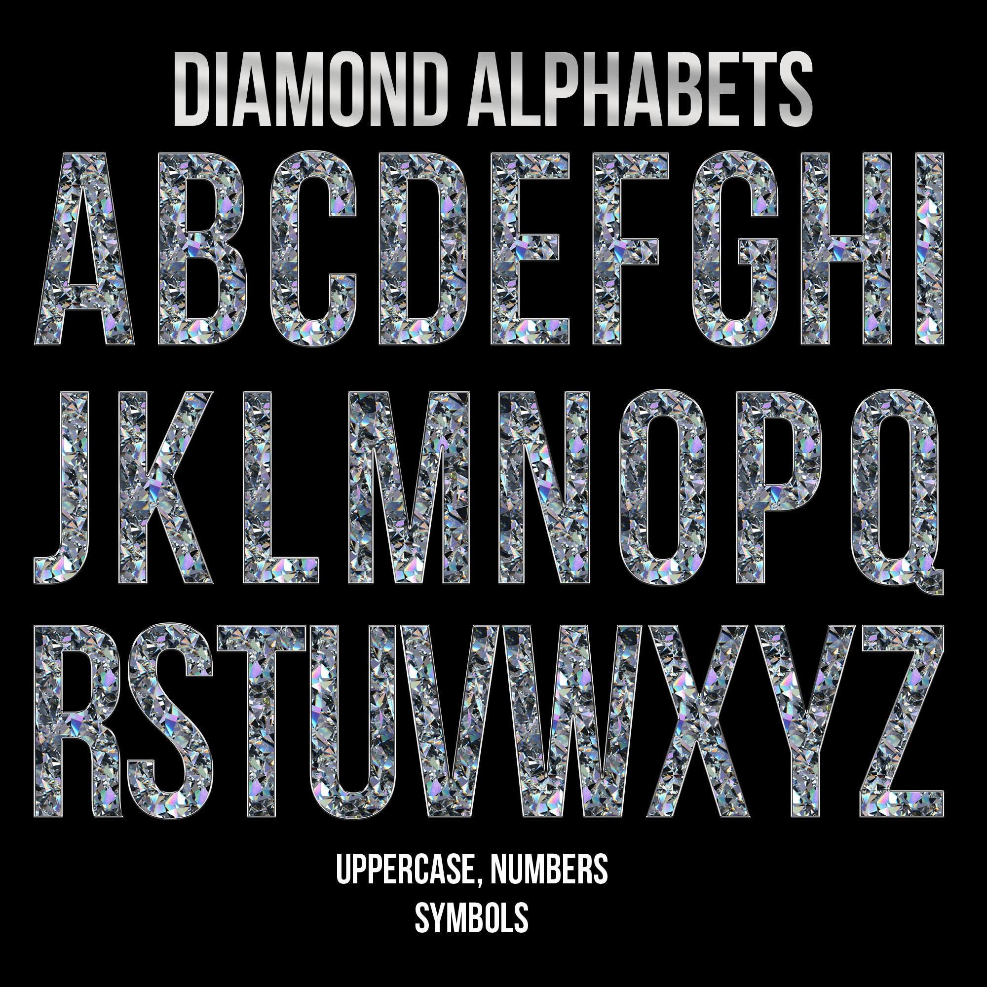 Digital Transparent Diamond Alphabets, Diamond Font Letters, Shiny ...