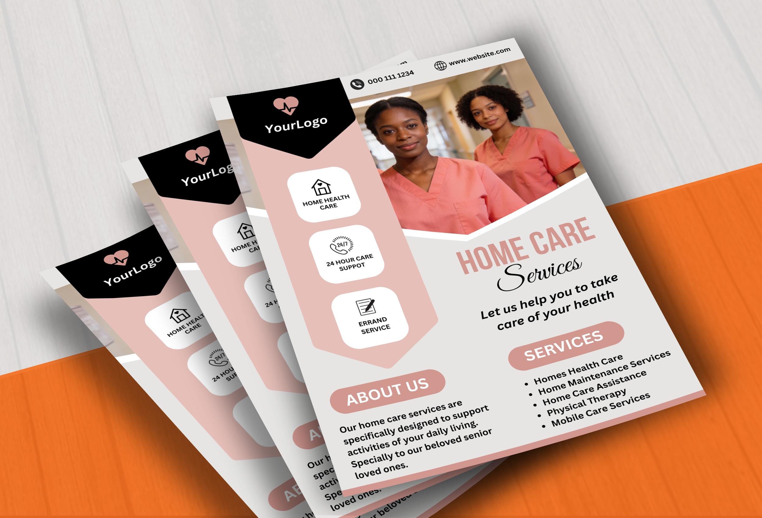 Editable Home Care Service Canva Flyer, Digital Download, Edit All Text ...