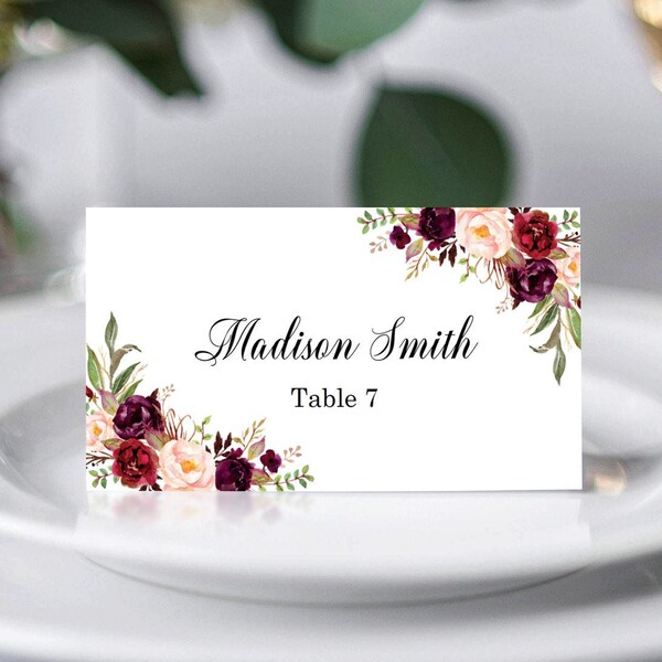 Burgundy Place Cards - Etsy