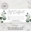 Greenery Gift Card With Gold Calligraphy, Editable Gift Card Design for ...