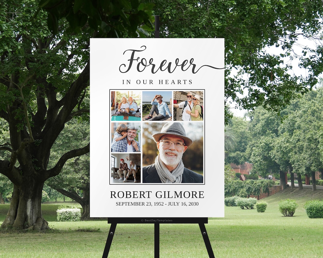 Funeral Welcome Sign Template, Funeral Memory Sign Photo Collage ...