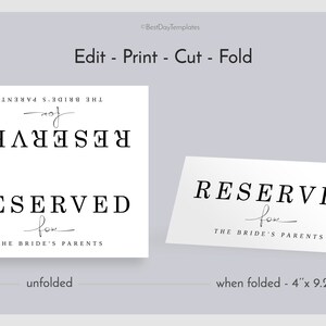 Luxury Wedding Reserved Sign Template, Printable Wedding Reserved Sign ...