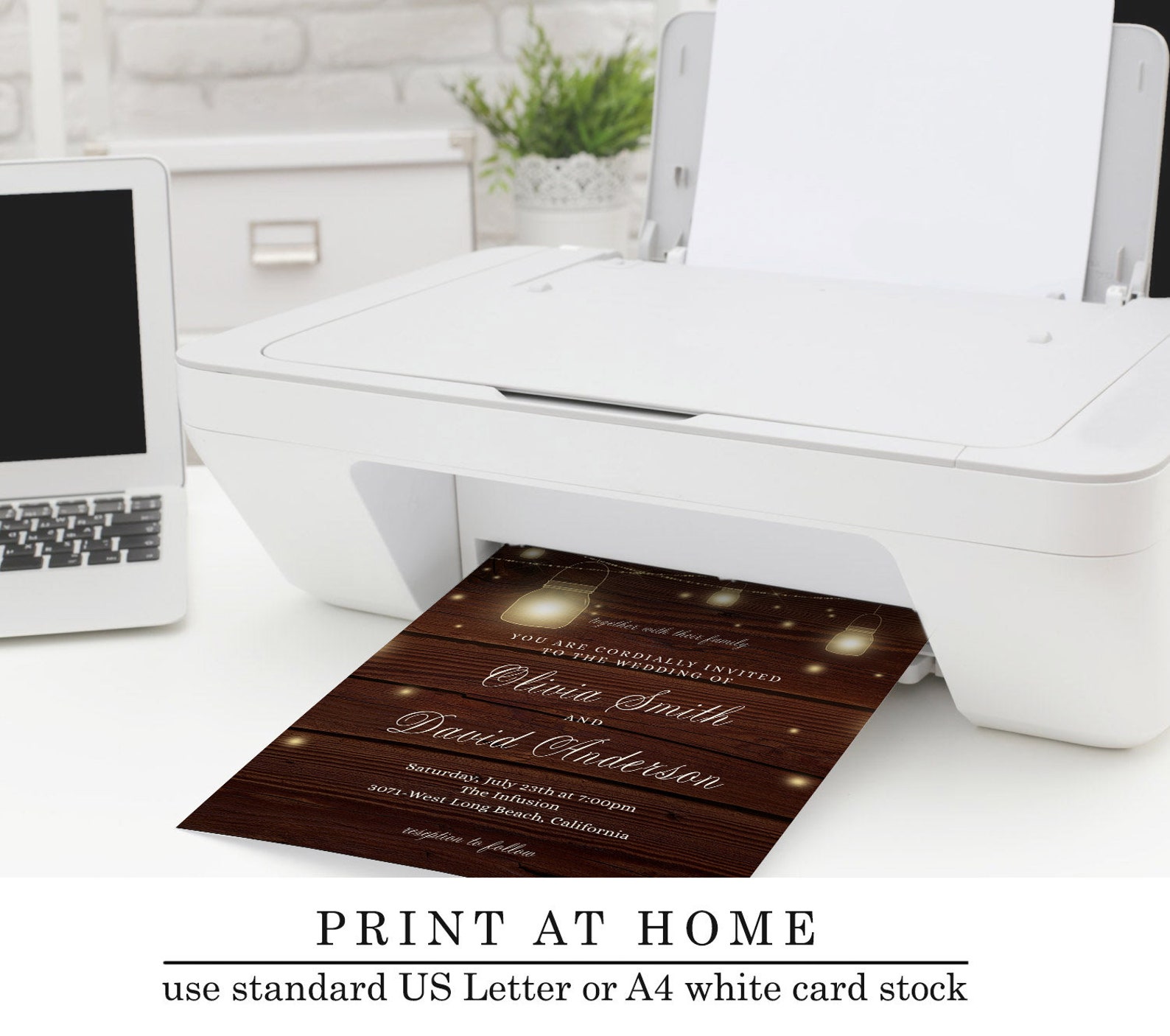 Rustic Wedding Invitation Template Country Wedding Template - Etsy