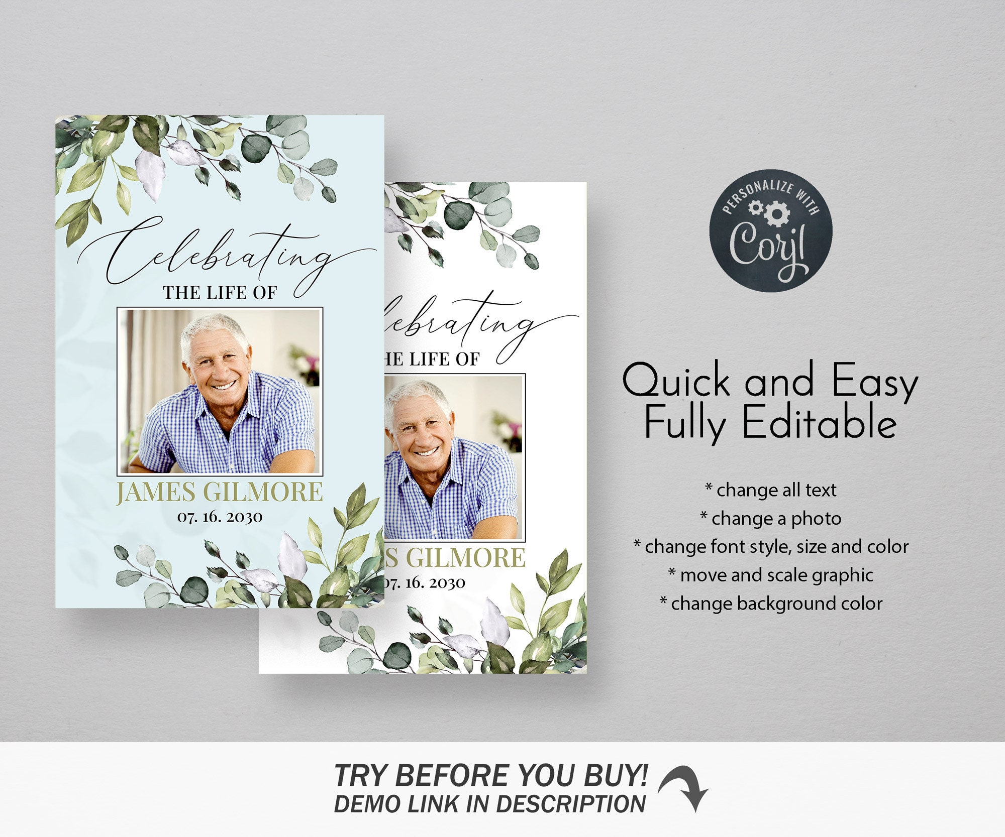 Editable Funeral Welcome Sign Template Celebration of Life | Etsy