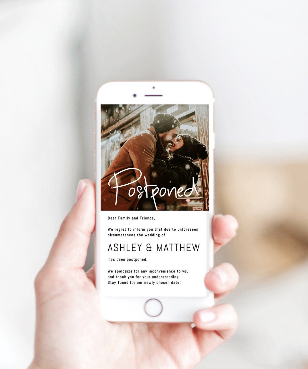 Wedding Postpone Announcement Template Photo Change the Date - Etsy