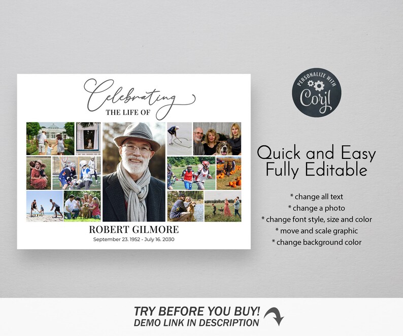 Funeral Welcome Sign Template Memorial Service Sign Funeral - Etsy