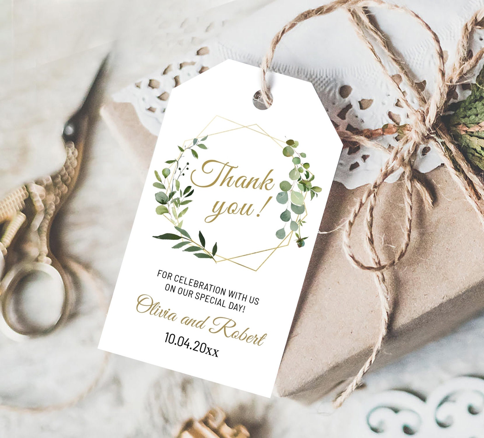 Wedding Thank You Tag Template Wedding Favor Tags Greenery - Etsy