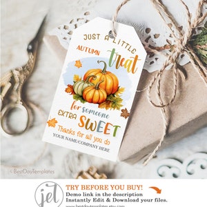EDITABLE Thanksgiving Tags, Autumn Treat for Someone Extra Sweet Tag ...