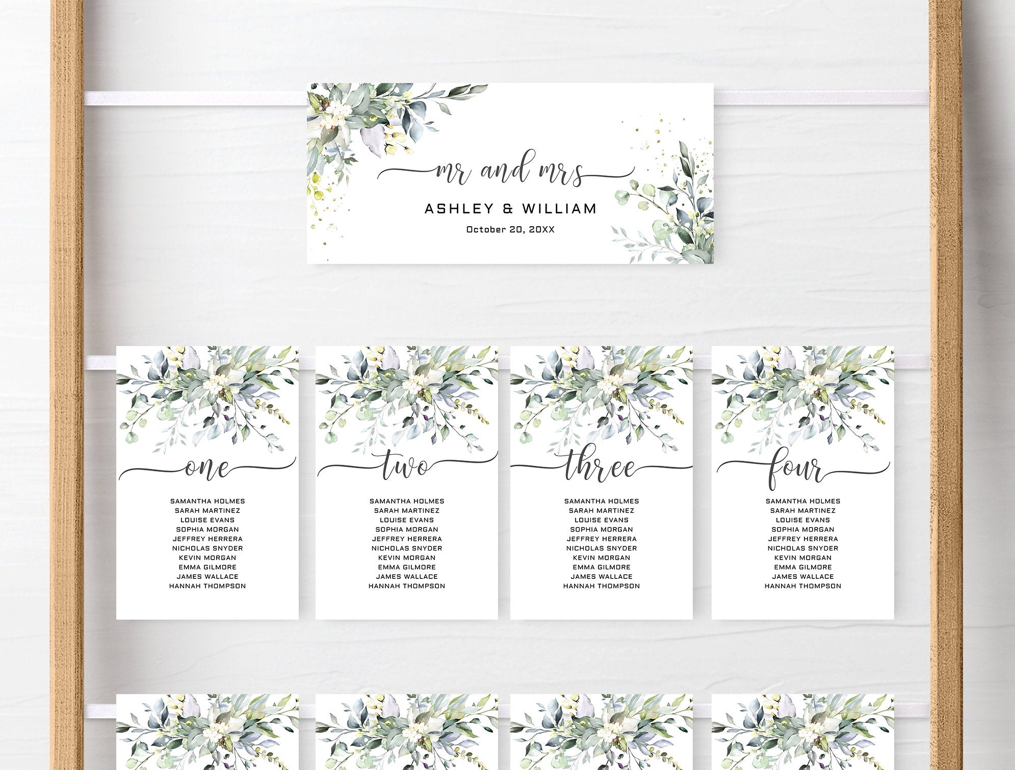 Wedding Seating Chart Template, Place Cards, Seating Plan, Table ...