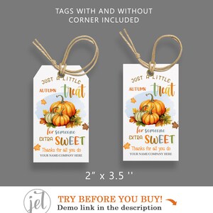 EDITABLE Thanksgiving Tags, Autumn Treat for Someone Extra Sweet Tag ...