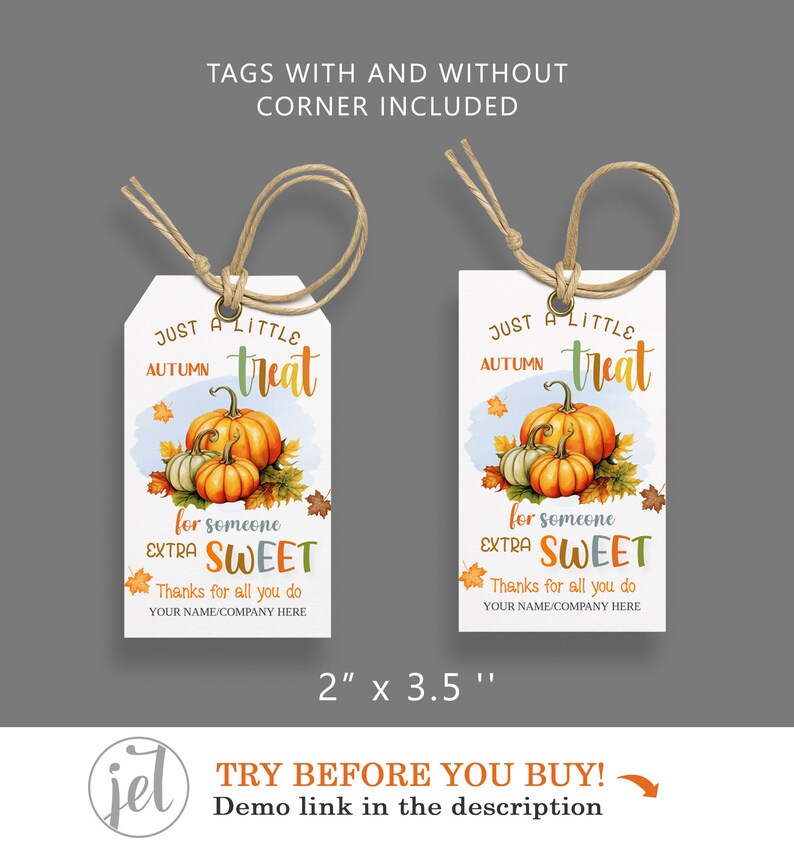 EDITABLE Thanksgiving Tags, Autumn Treat for Someone Extra Sweet Tag ...