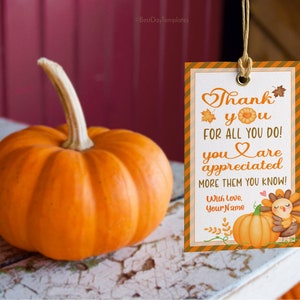 Fall Thank You Tag, Thank You for All You Do Tag, Thanksgiving Tags ...