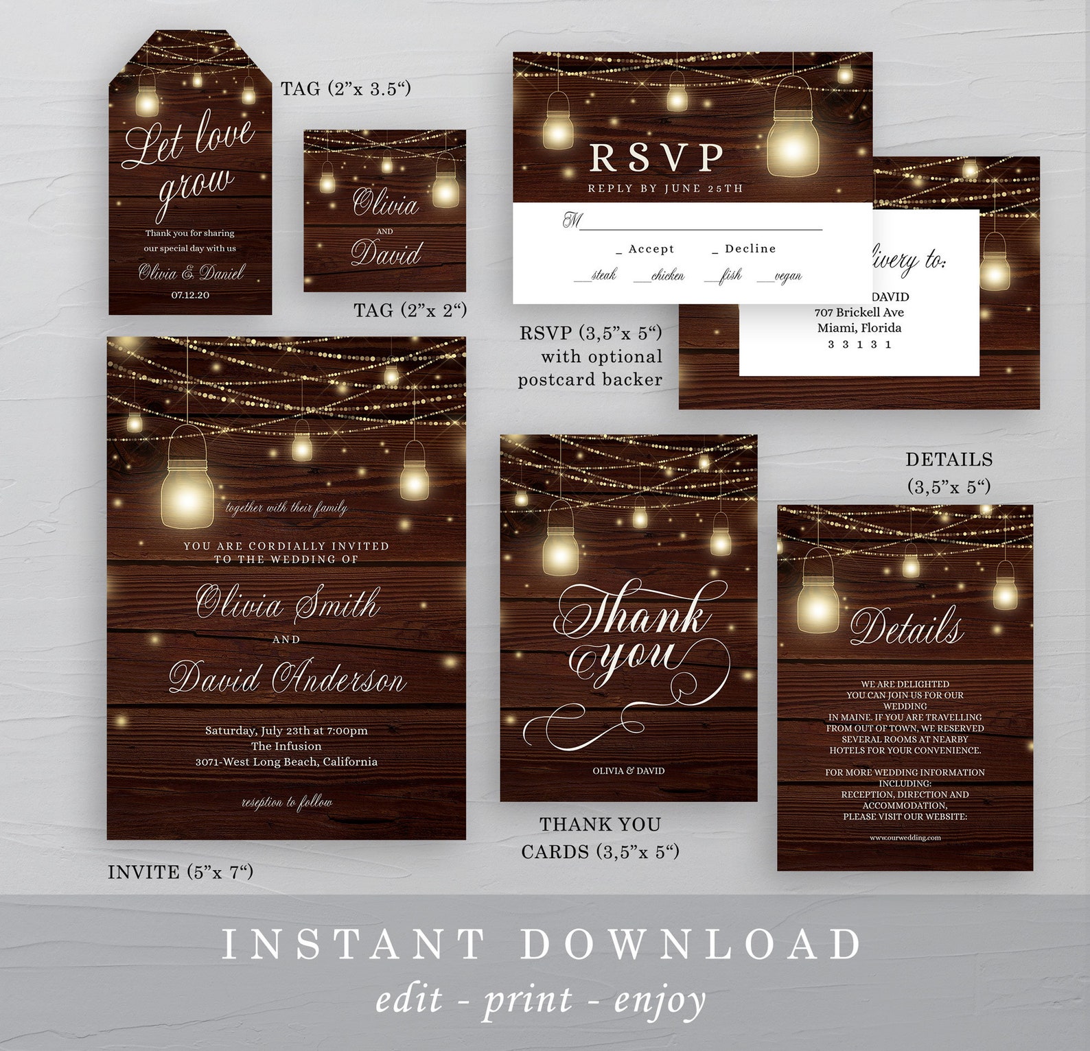 Rustic Wedding Invitation Template Country Wedding Template - Etsy