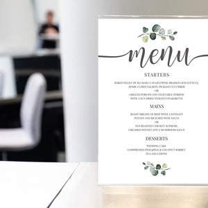 Printable Menu Template Boho Greenery Menu With Watercolor - Etsy