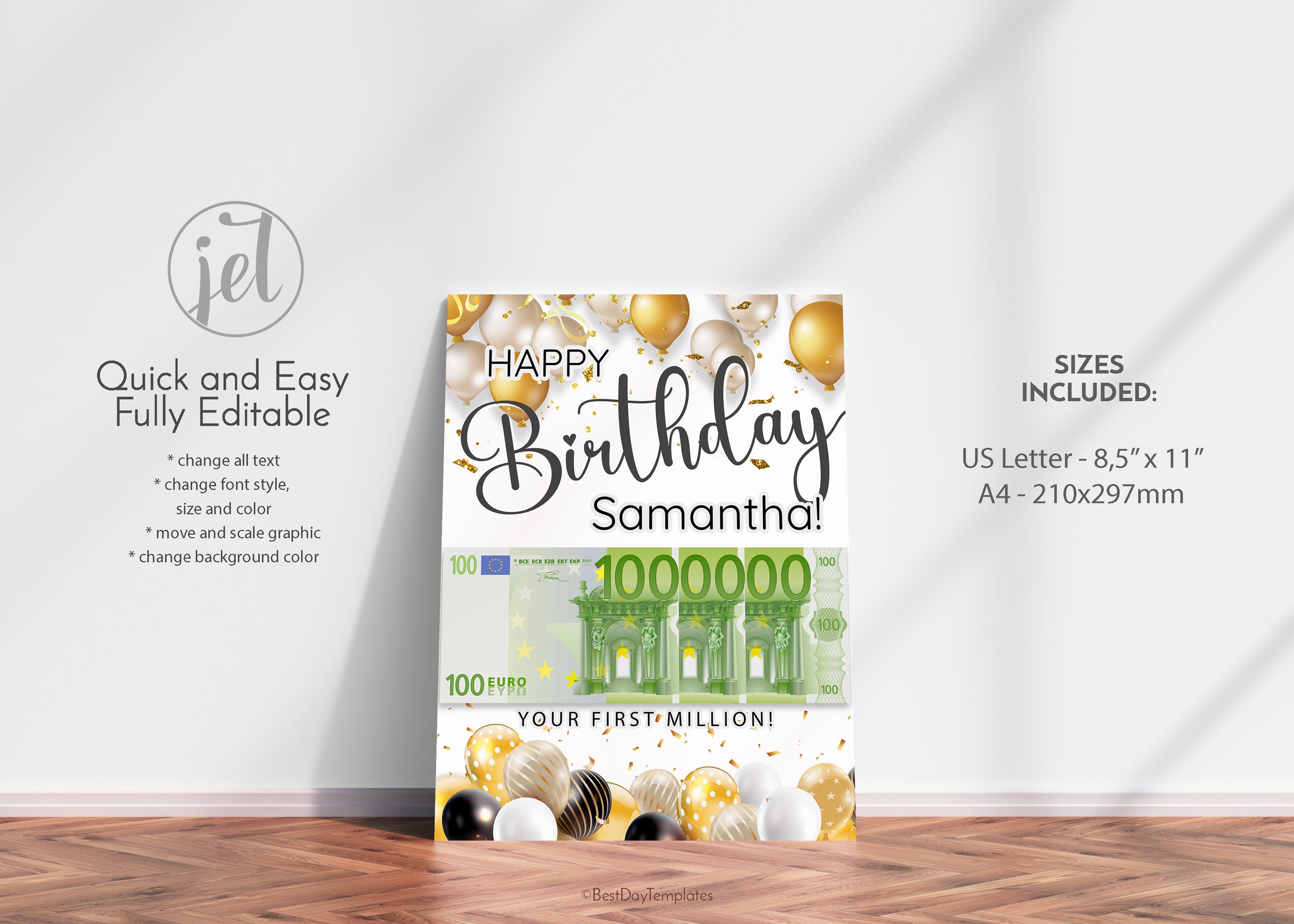 Money Birthday Gift your First Million Template - Etsy