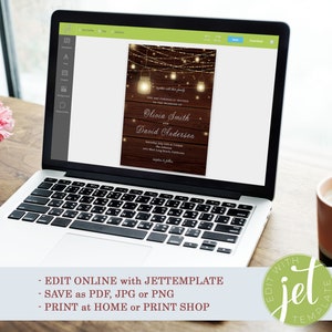 Rustic Wedding Invitation Template, Country Wedding Template, Mason Jar ...