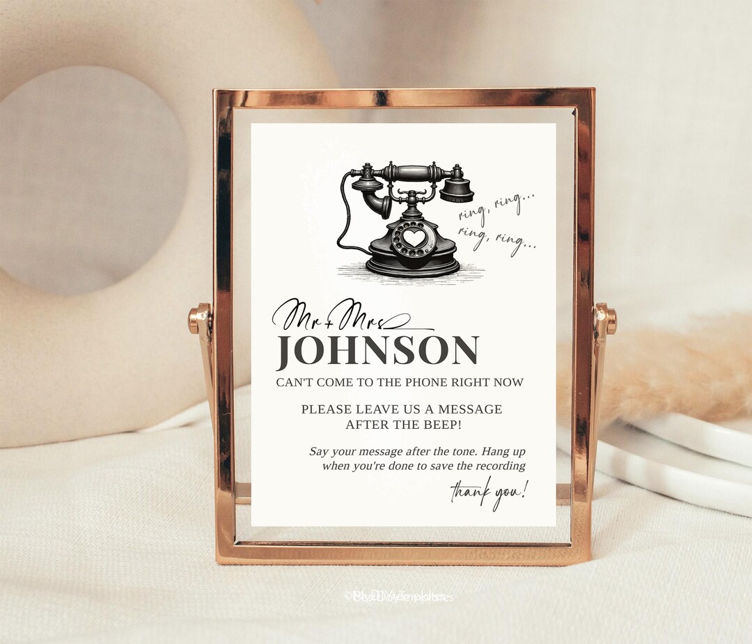 Telephone Guest Book Sign Template | Retro Wedding Audio Guestbook Sign ...