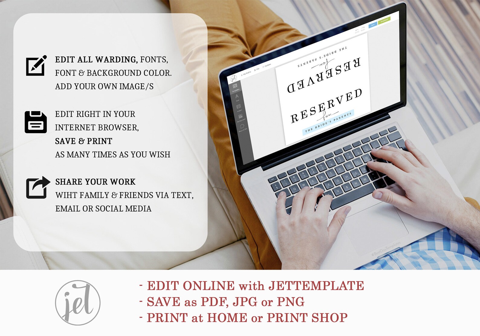 Luxury Wedding Reserved Sign Template, Printable Wedding Reserved Sign ...