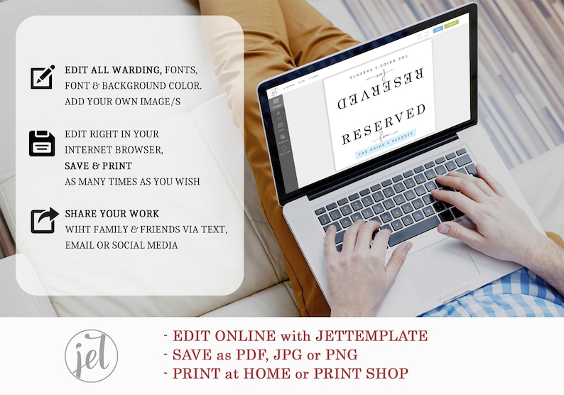 Luxury Wedding Reserved Sign Template, Printable Wedding Reserved Sign ...