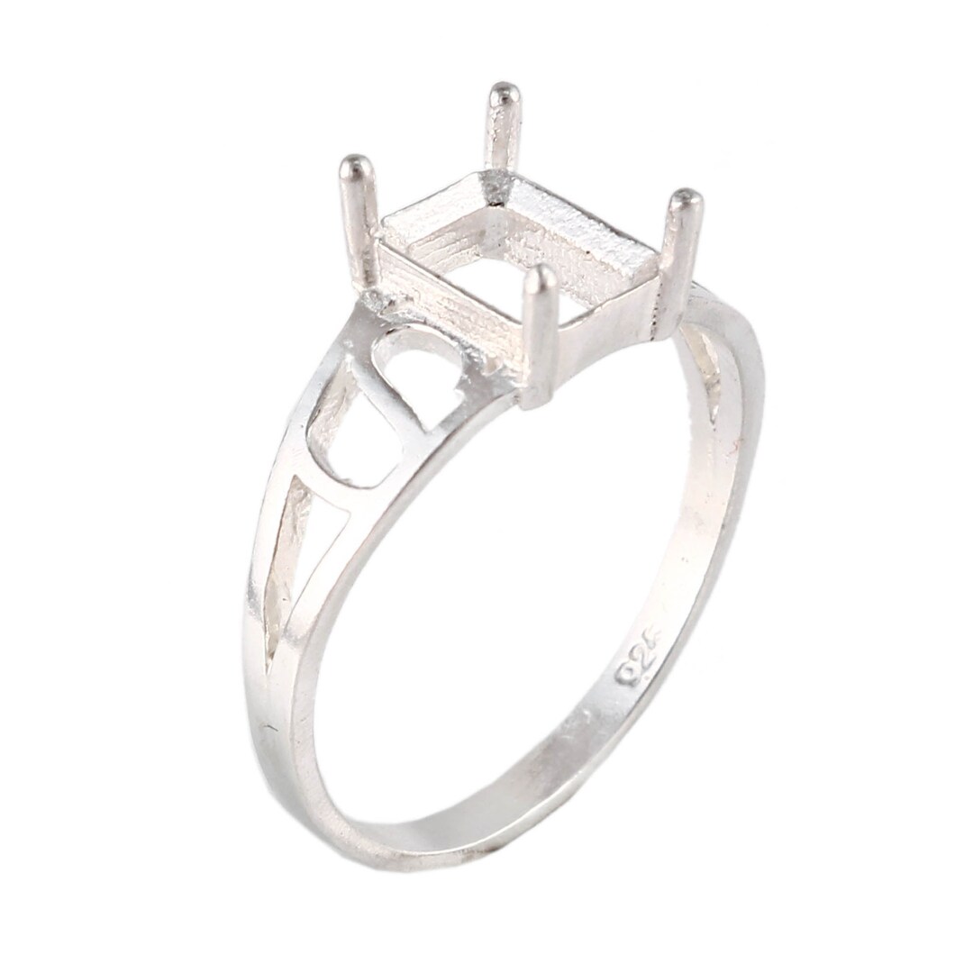 8X6 MM Octagon Setting Ring Semi Mount Ring 925 Sterling Silver Jewelry ...