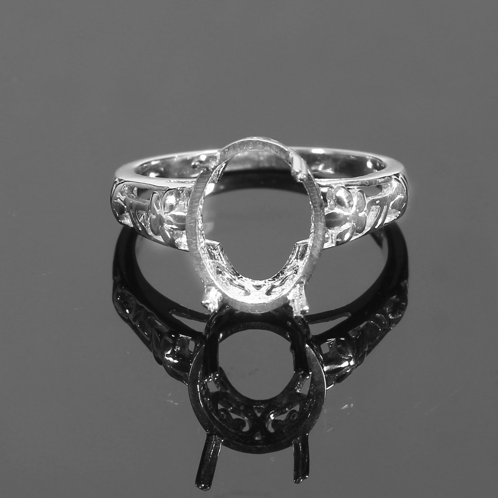Semi Mount Ring Stone Setting Size 14X10 MM Oval Shape 925 Sterling ...