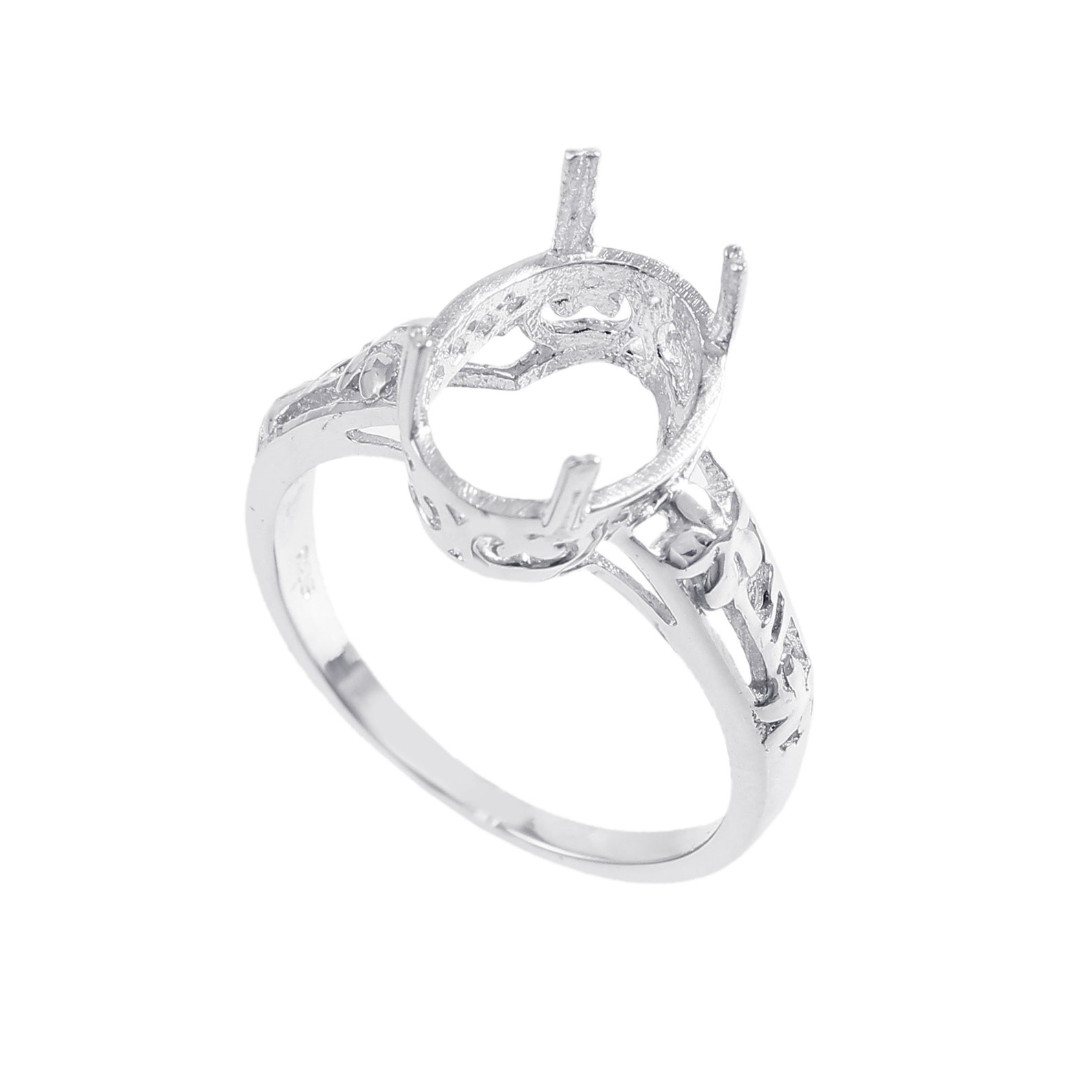 Semi Mount Ring Stone Setting Size 14X10 MM Oval Shape 925 Sterling ...