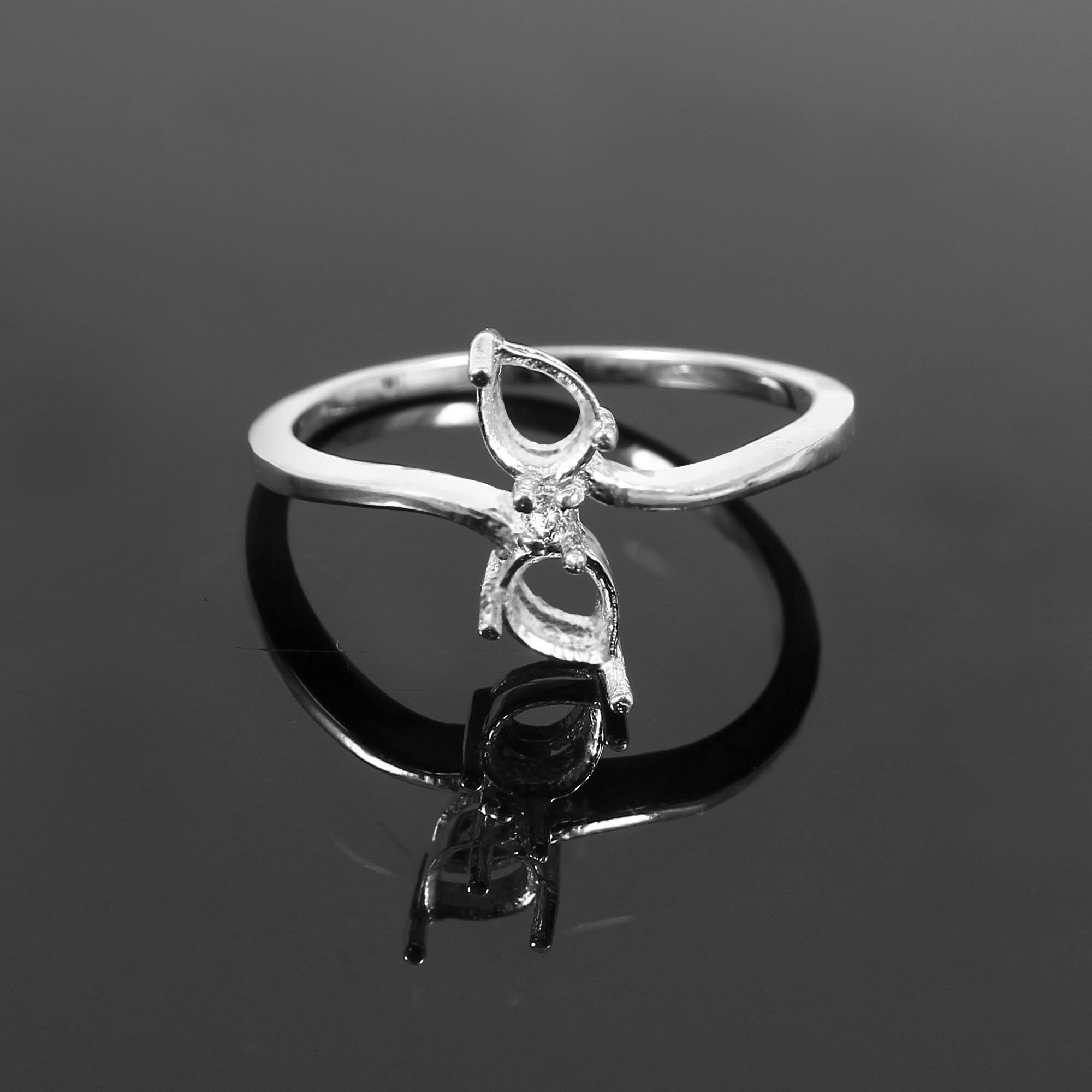 Semi Mount Ring Stone Setting Size 5X4 MM 2 Piece Pear Shape 925 ...