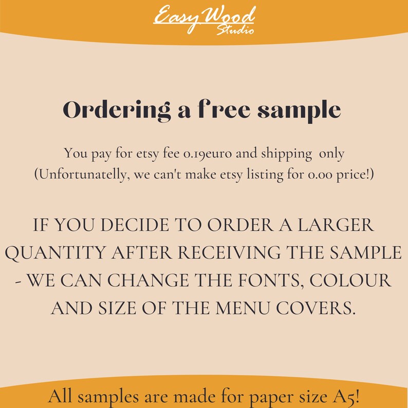 FREE SAMPLE / A5 Menu Holder / Custom Menu Cover - Etsy