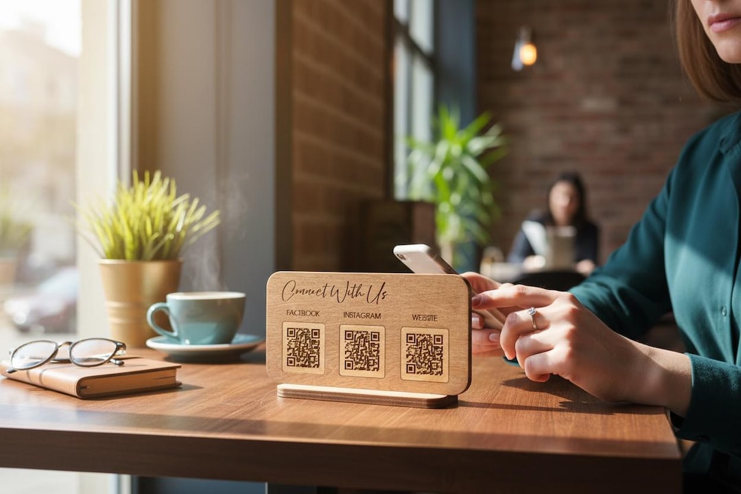 Custom QR Code Stand With Your Logo, Restaurant Menu Display - Etsy