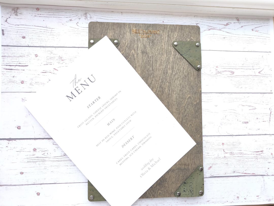 Menu Holder / Custom Menu Cover A5 Paper Size With Vegan Cork Leather ...