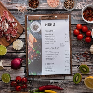 Menu Holder / Custom Menu Cover / A4 Paper Size - Etsy