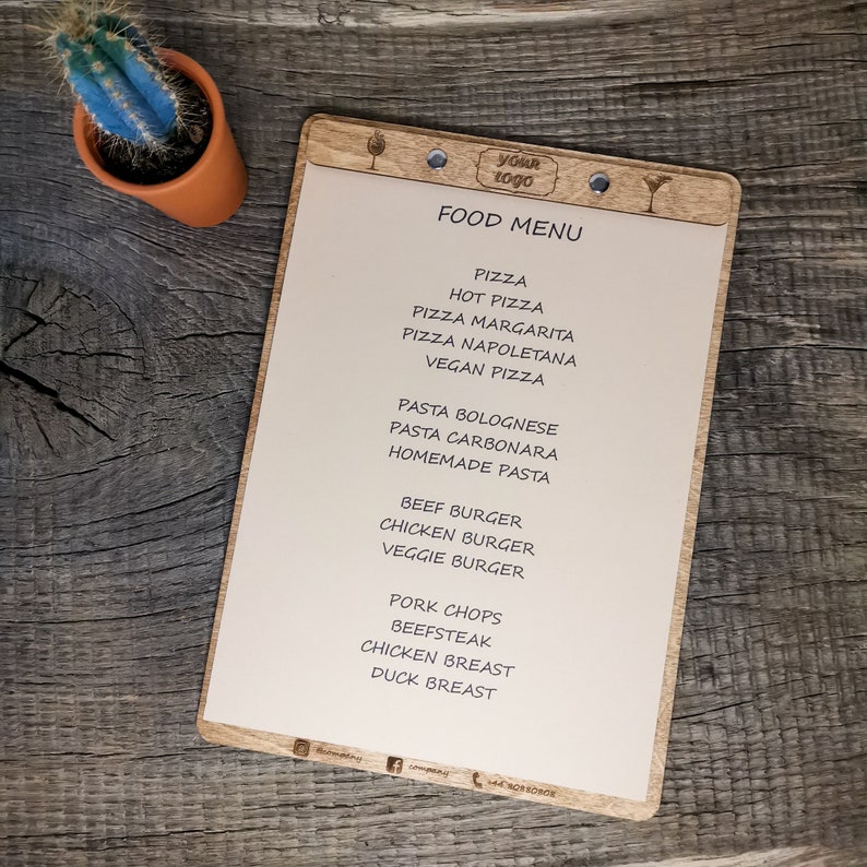 Menu Holder / Custom Menu Cover / A4 Paper Size - Etsy