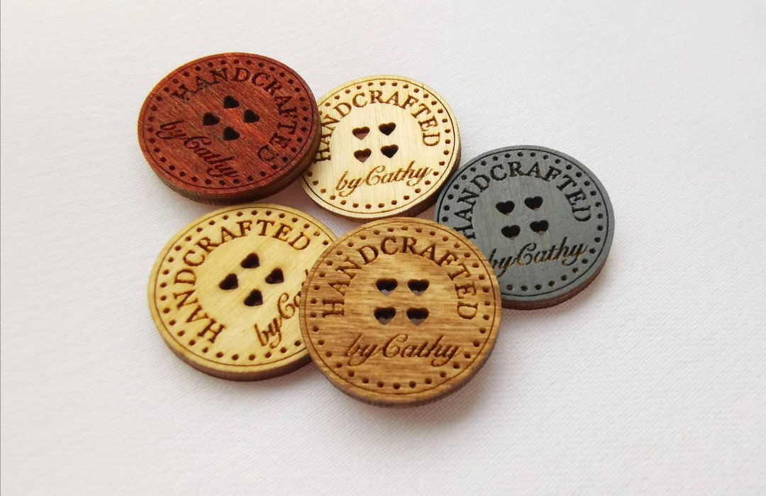 Custom Labels for Handmade Items / Wooden Buttons With Hearts - Etsy