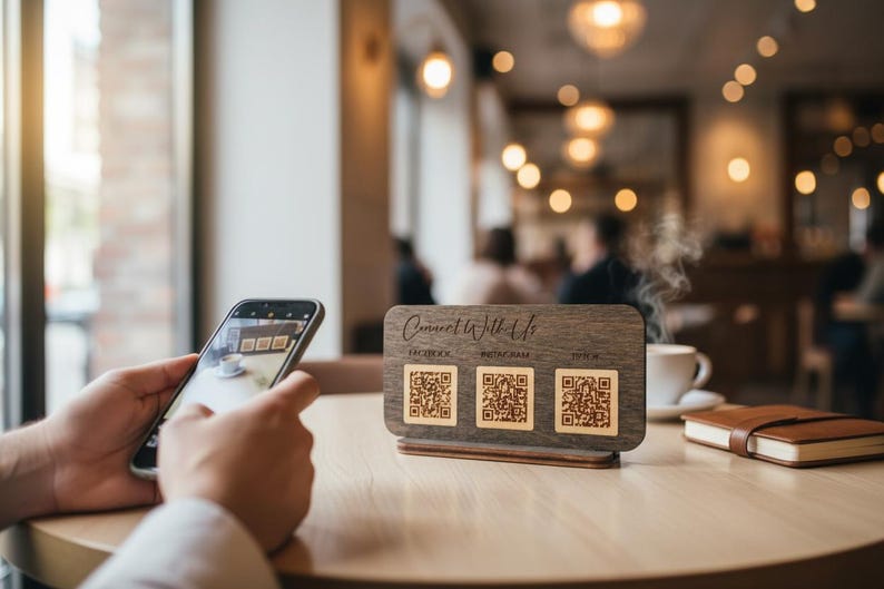 Custom QR Code Stand With Your Logo, Restaurant Menu Display - Etsy