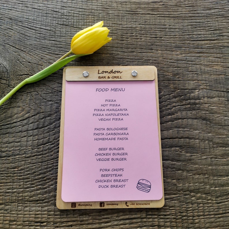 FREE SAMPLE / A5 Menu Holder / Custom Menu Cover - Etsy