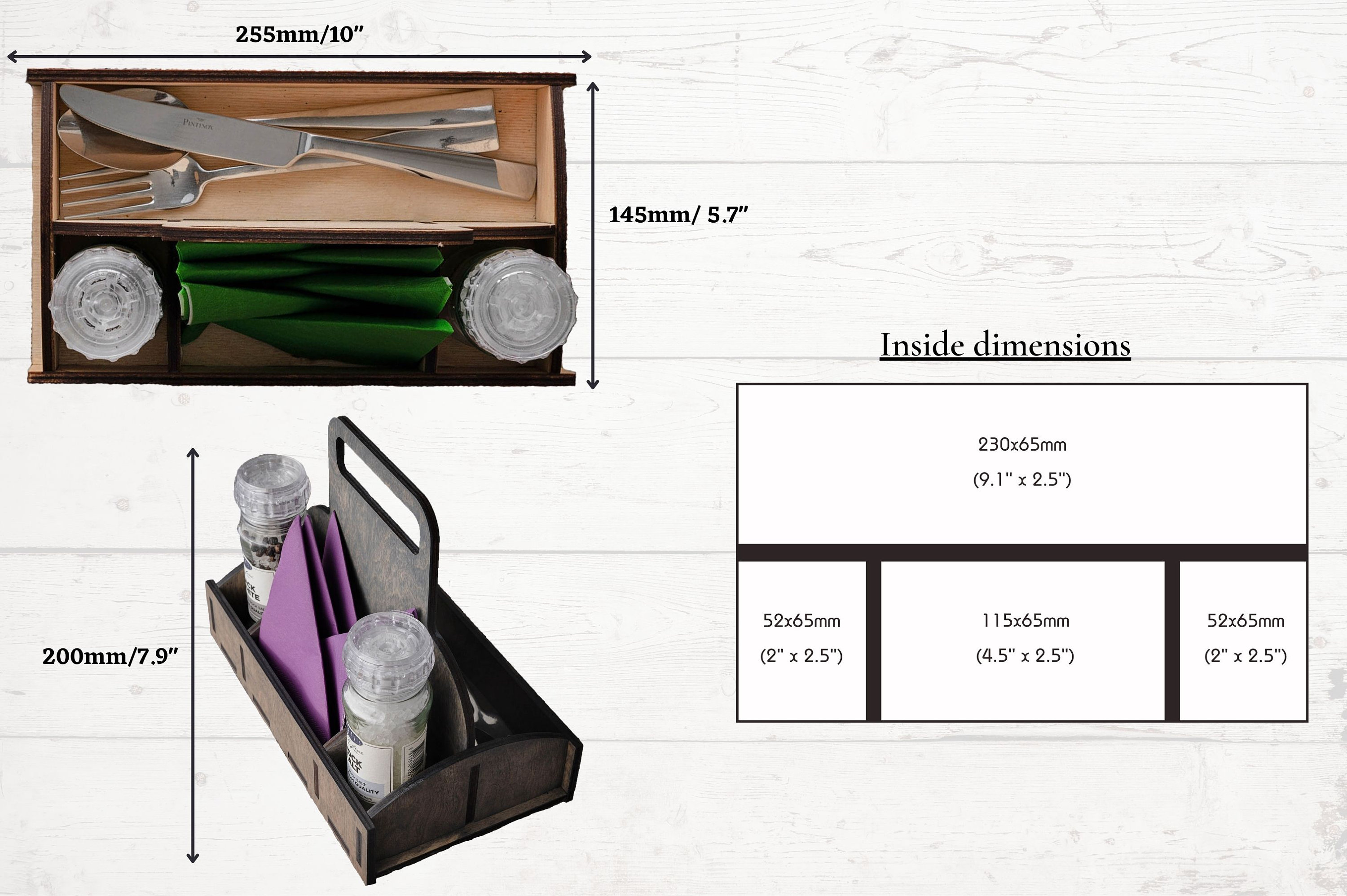 Personalized Table Caddy, Sectioned Condiment Cutlery Holder - Etsy