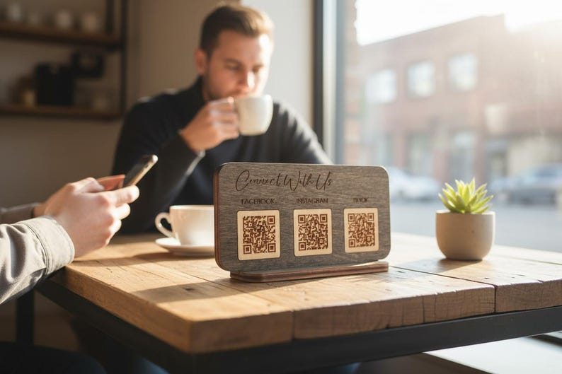 Custom QR Code Stand With Your Logo, Restaurant Menu Display - Etsy