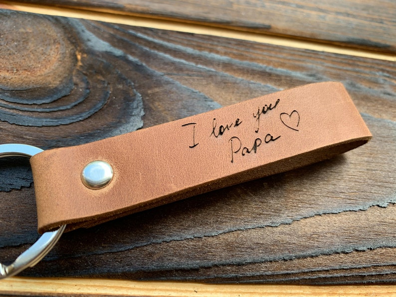 I Love You Papa Key Chain Personalized Leather Key Fob for | Etsy