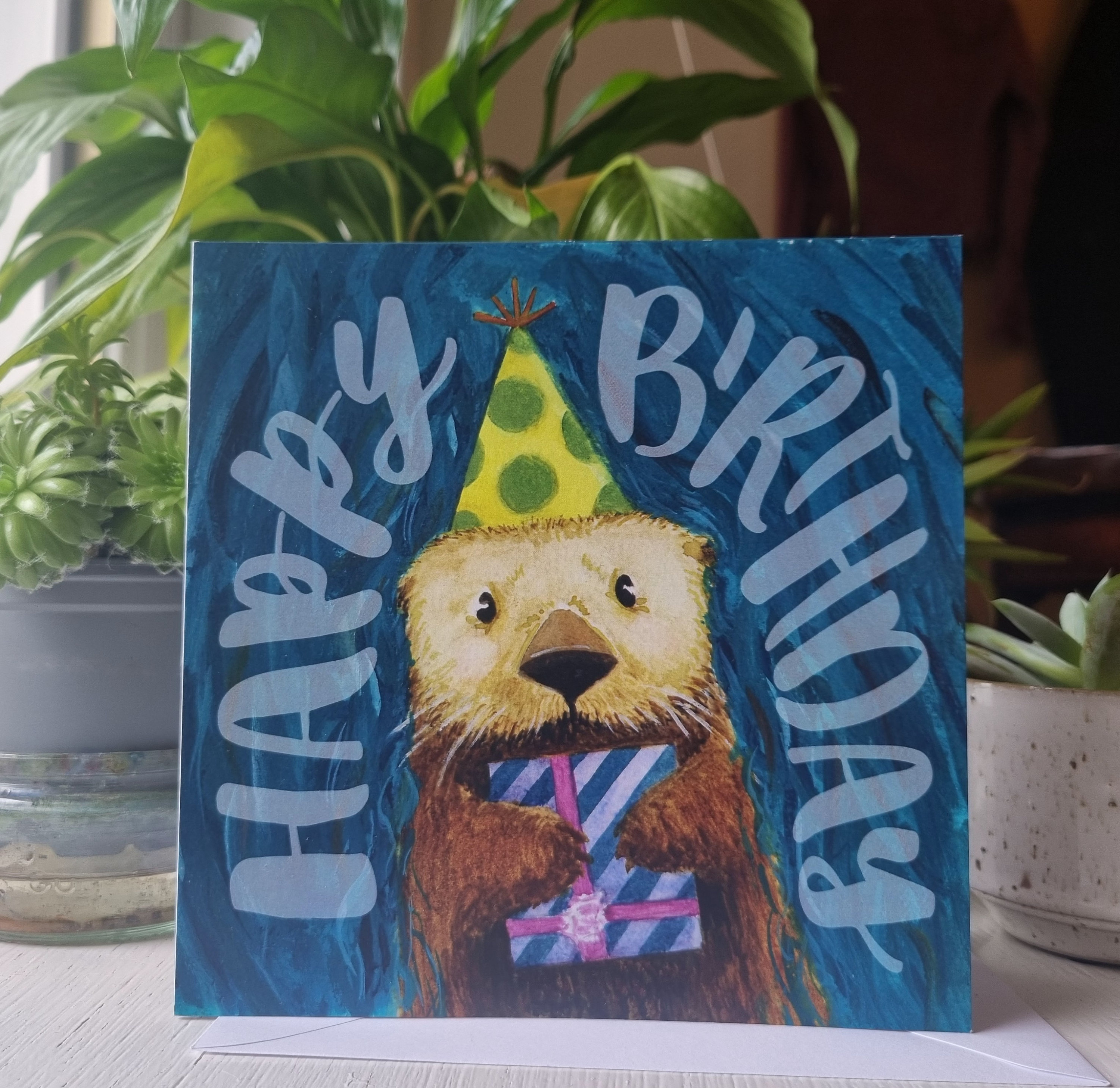 Ollie the Otter, Happy Birthday Square Greetings Card Printed Design ...