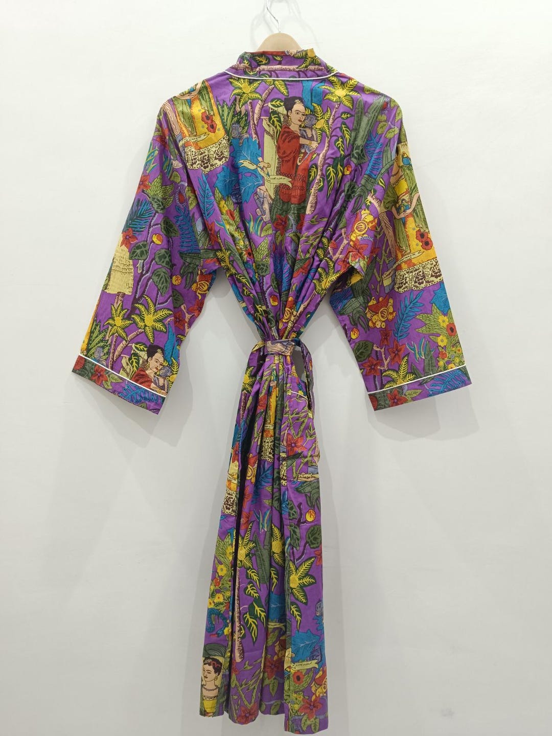 Frida Kahlo Print Kimono Robes, Morning Tea Cotton Coat, Bridesmaid Robe, Women Cotton Robe ...