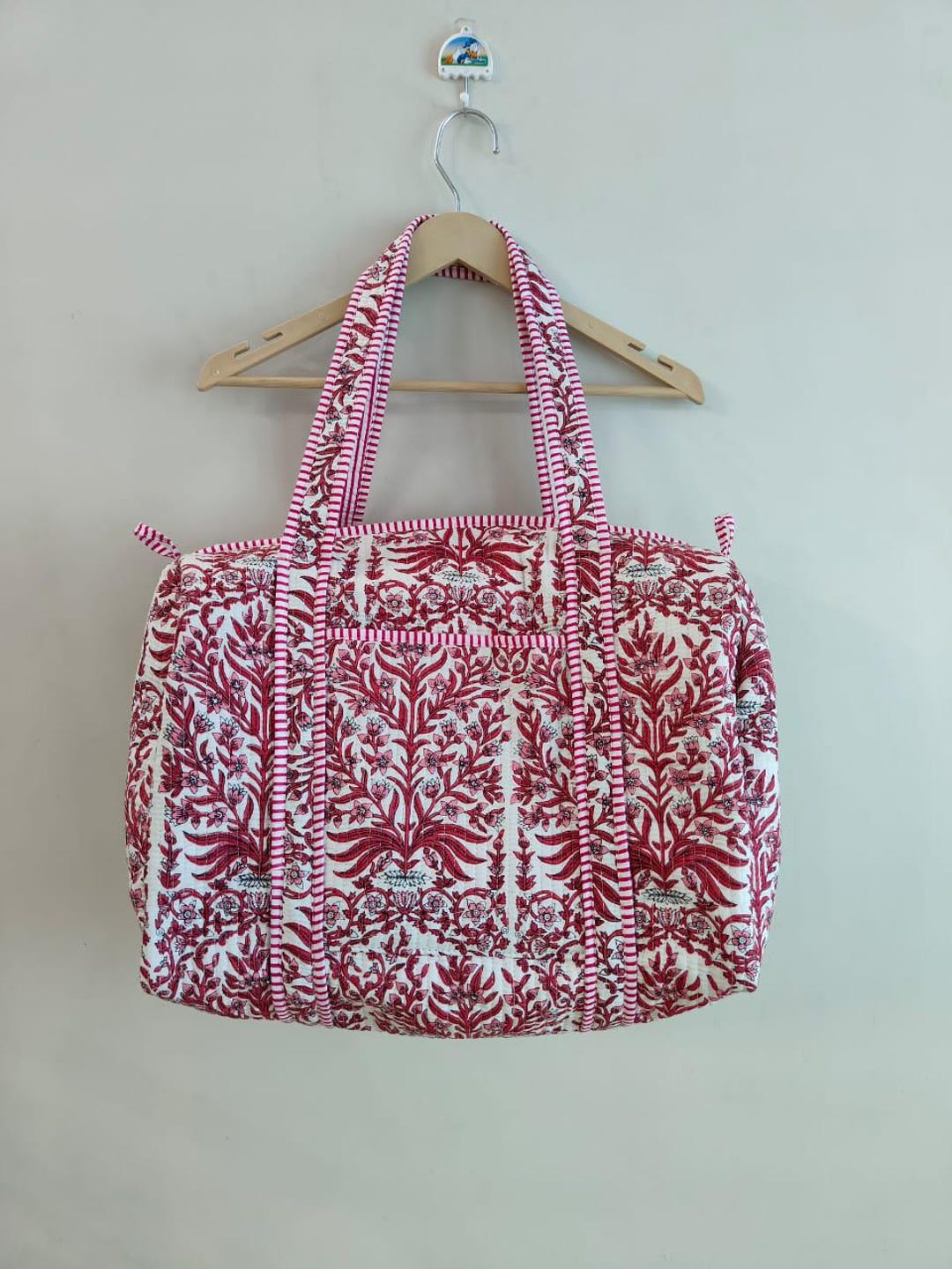 Cotton Block Print Duffle Bag, Shopping Bag, Travel Bag Gym or Yoga Bag ...