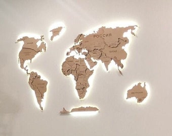 Led Wood World Map, Wood World Map Led, 3d Wooden Map Led, 3d Wooden ...