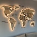 3D World Map With Leds, Wooden Wall Map of the World, 3D Natural Wood ...