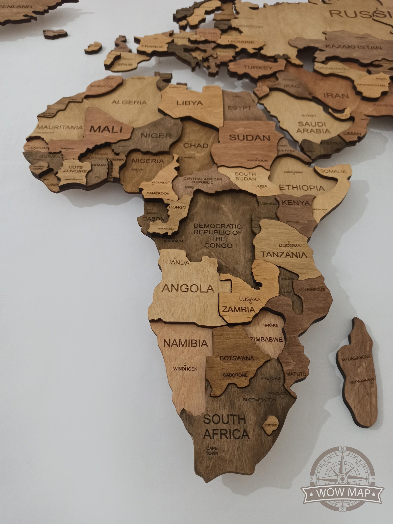 3D Wood Push Pin Map World Map Wall Art Plug in Wall Light Above Bed ...