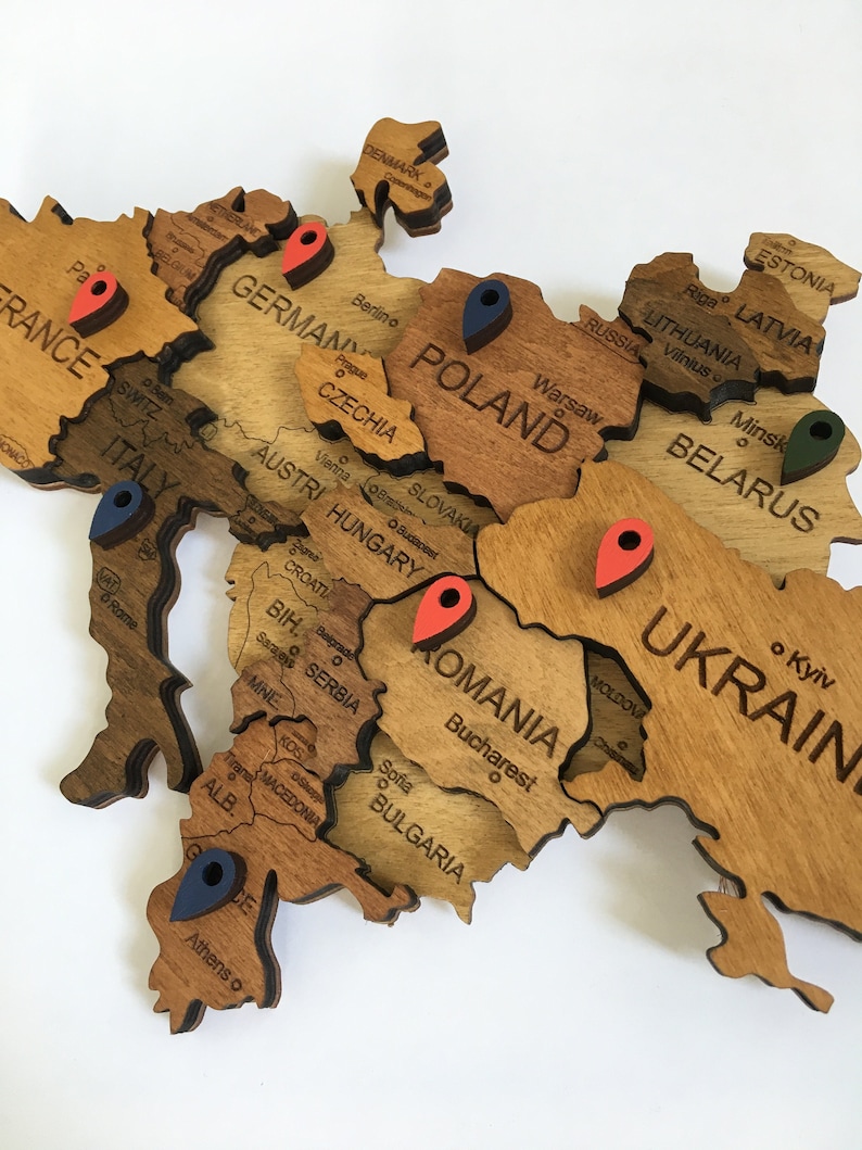 Sticker Set, Geotag Set, Map Decor, Markers for Travel Map, Wood Map ...